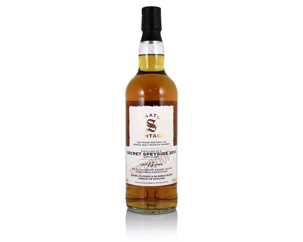 Secret Speyside 2010 13 Year Old, Signatory Vintage 100 Proof Edition #16 Secret Speyside 2010 13 Year Old, Signatory Vintage 100 Proof Edition #16