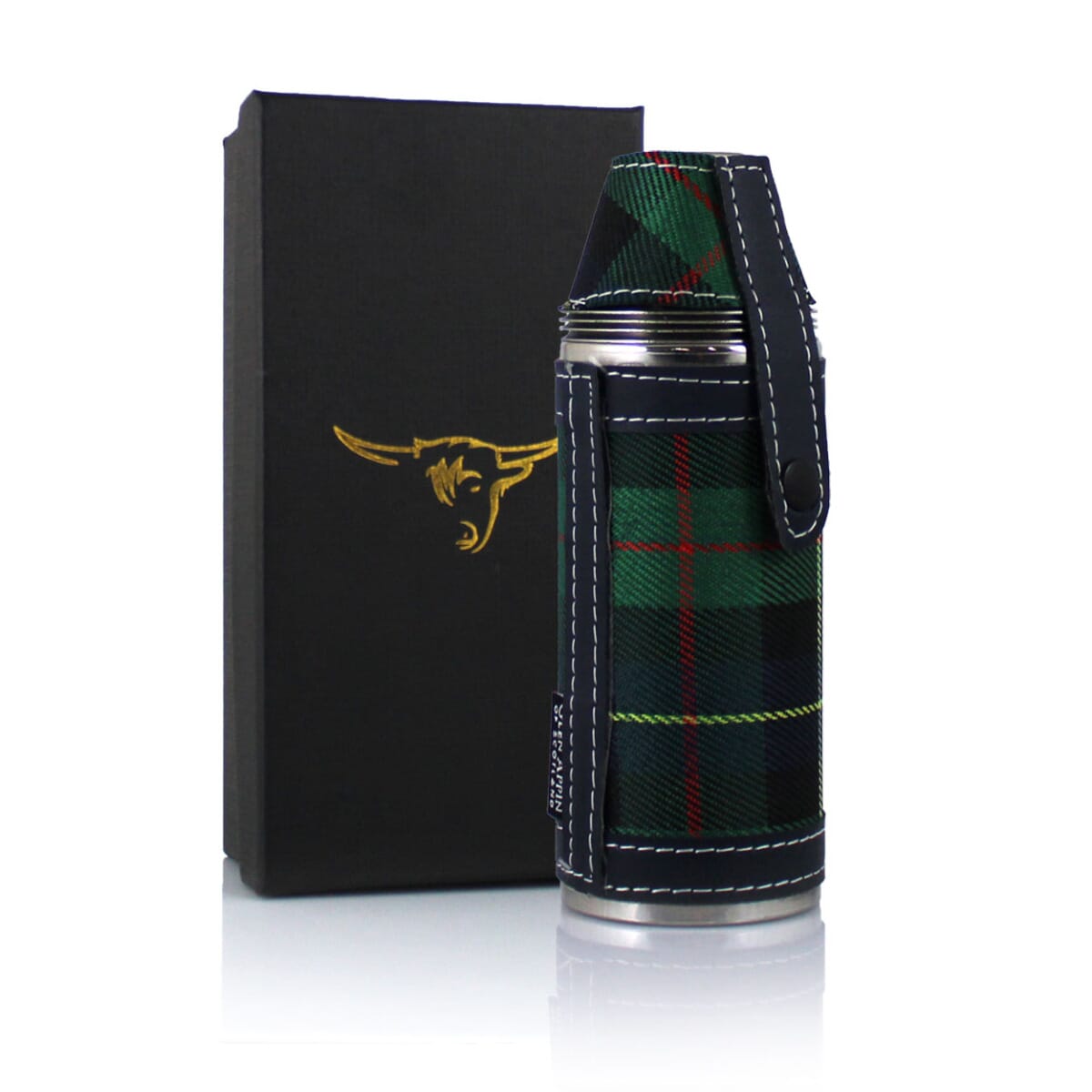 Glen Appin Harris Tweed Hunting Flask (Green Plaid)